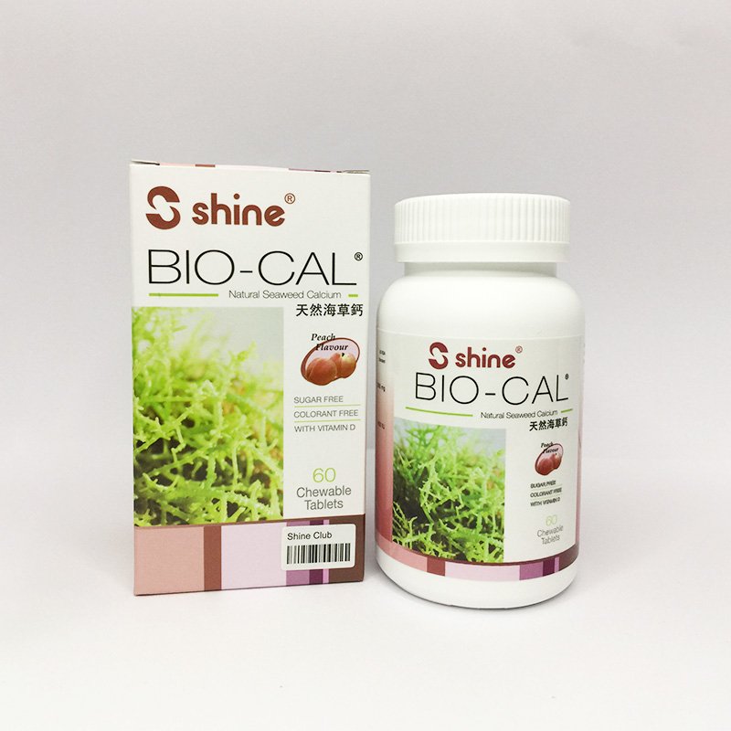 SHINE Bio-Cal Natural Seaweed Calcium Chewable Tablet (Peach Flavor ...